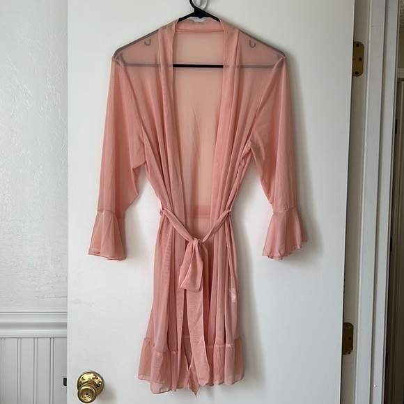 Intimates & Sleepwear | Nwot Blush Pink Sheer Robe With Ruffle Sleeves ...